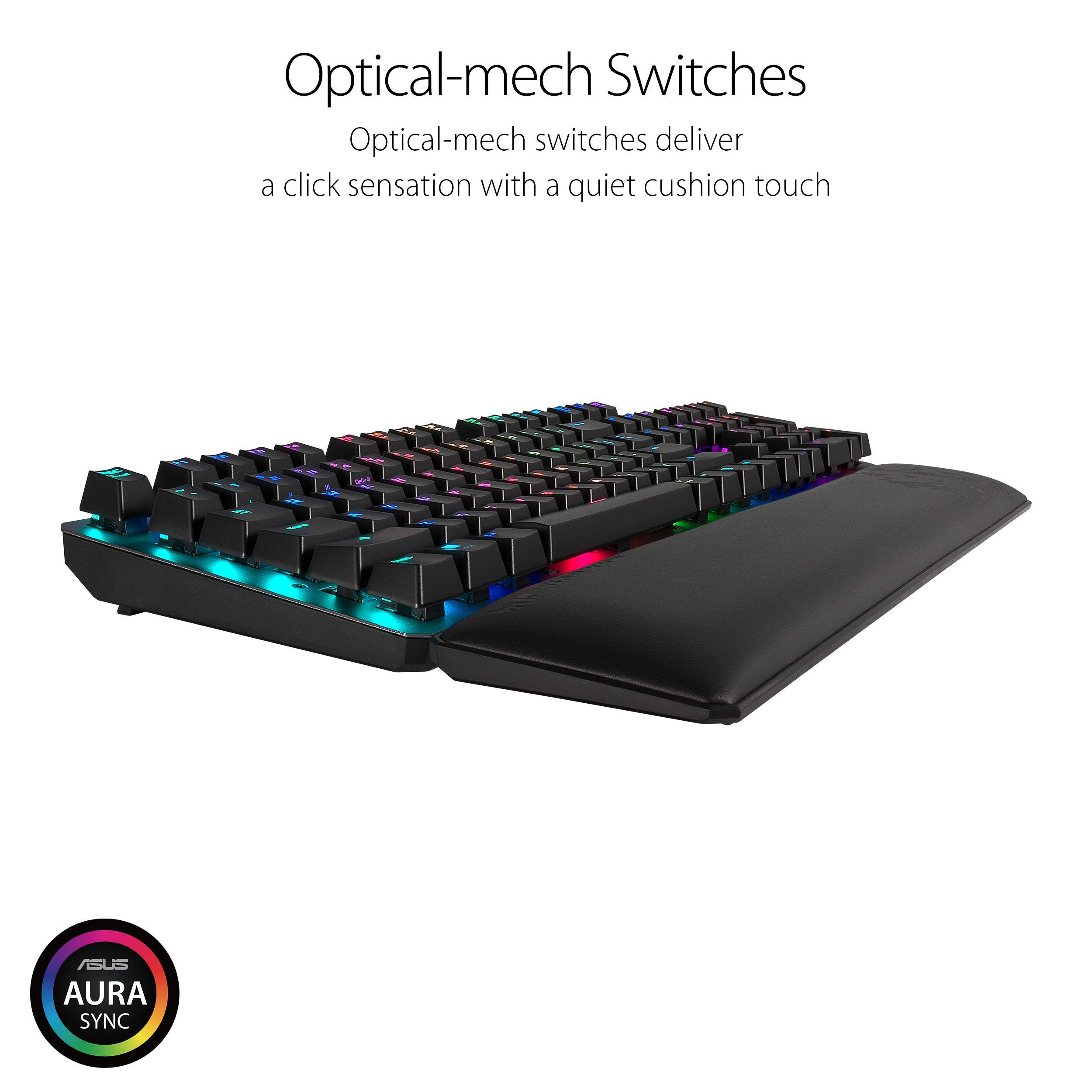 ASUS Optical-Mechanical Compact Gaming Keyboard - RA03 TUF K7 PC Gaming Keyboard, Linear Switches, 25X Faster, Magnetic Wrist Rest, IP56 Waterproof Standard