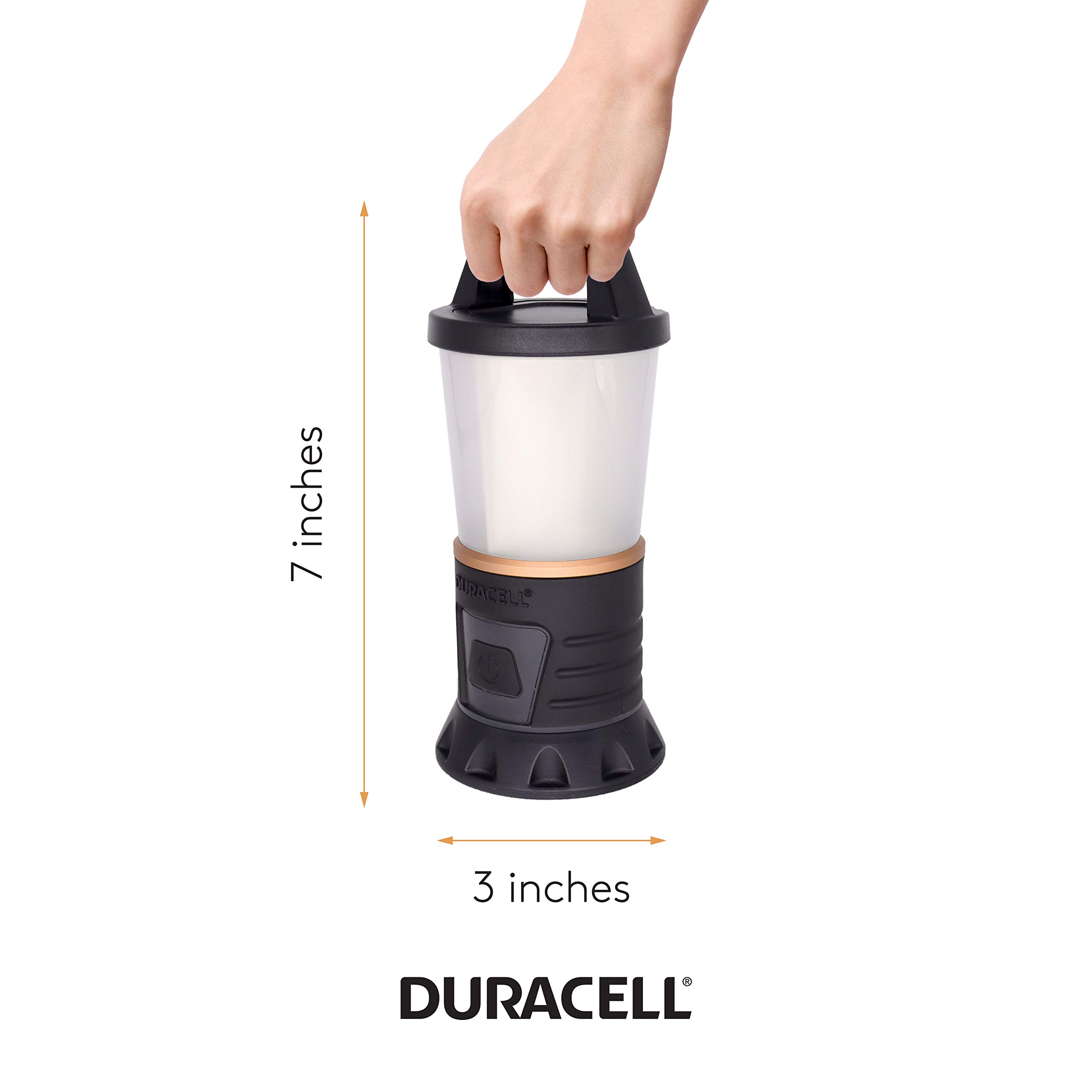 Duracell 600 Lumen LED Lantern with 360° & 180° lighting for Camping, Fishing, & Emergency Use - 5 Modes and 3-AA Batteries Included
