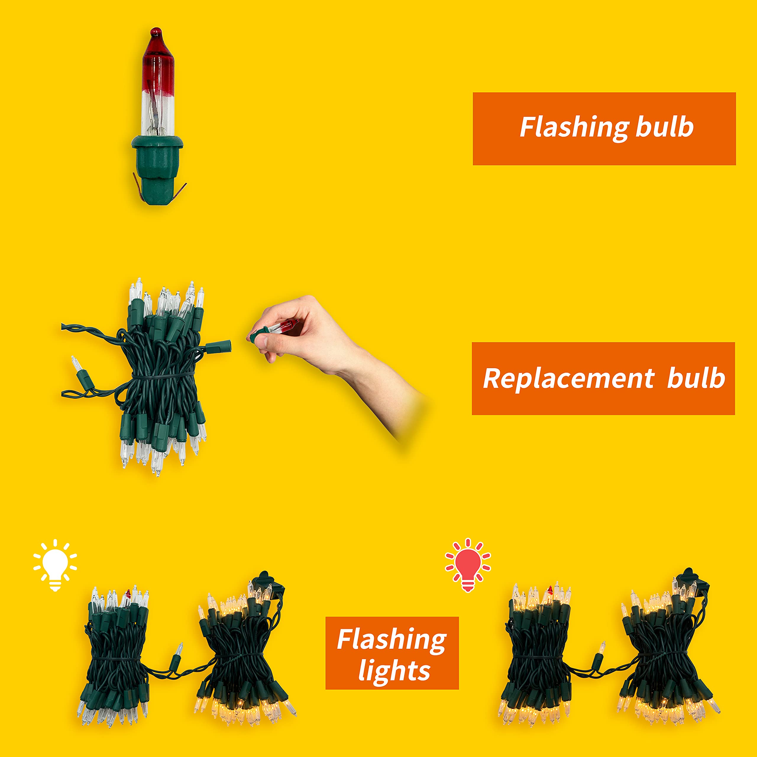 BOKING Halloween Orange Lights String Outdoor 100 Mini Waterproof Incandescent Indoor Decoration Plug in 23 Feet Used for Patio Party Festive Courtyard Home