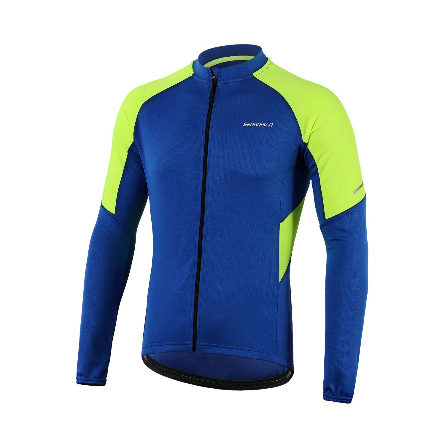 BERGRISAR Men's Basic Cycling Jerseys Long Sleeves Bike Bicycle Shirt Zipper Pockets Pale Yellow L