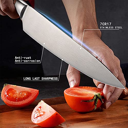 Chef Knief, kitchen knife 8 Inch Professional Durable Paring knife Ultra Sharp Chefs knife Premium Stainless Steel Utility Chopping Cooking knife with Whetstone