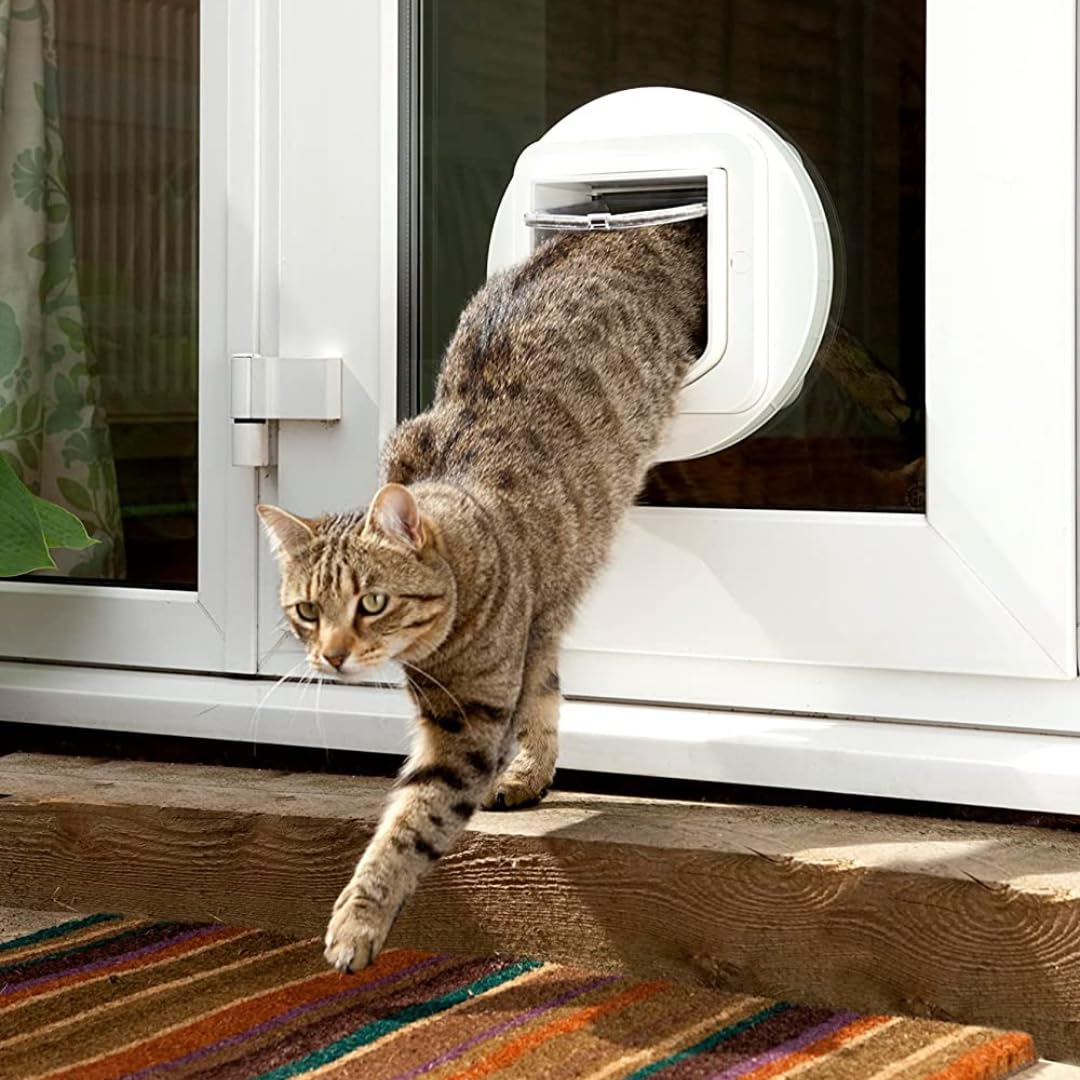 SureFlap - Sure Petcare Microchip Cat Flap, White, Scans Pet's ID on Entry, Check Your Cat's Size,Flap Opening is 4 3/4β (H) by 5 5/8β (W)