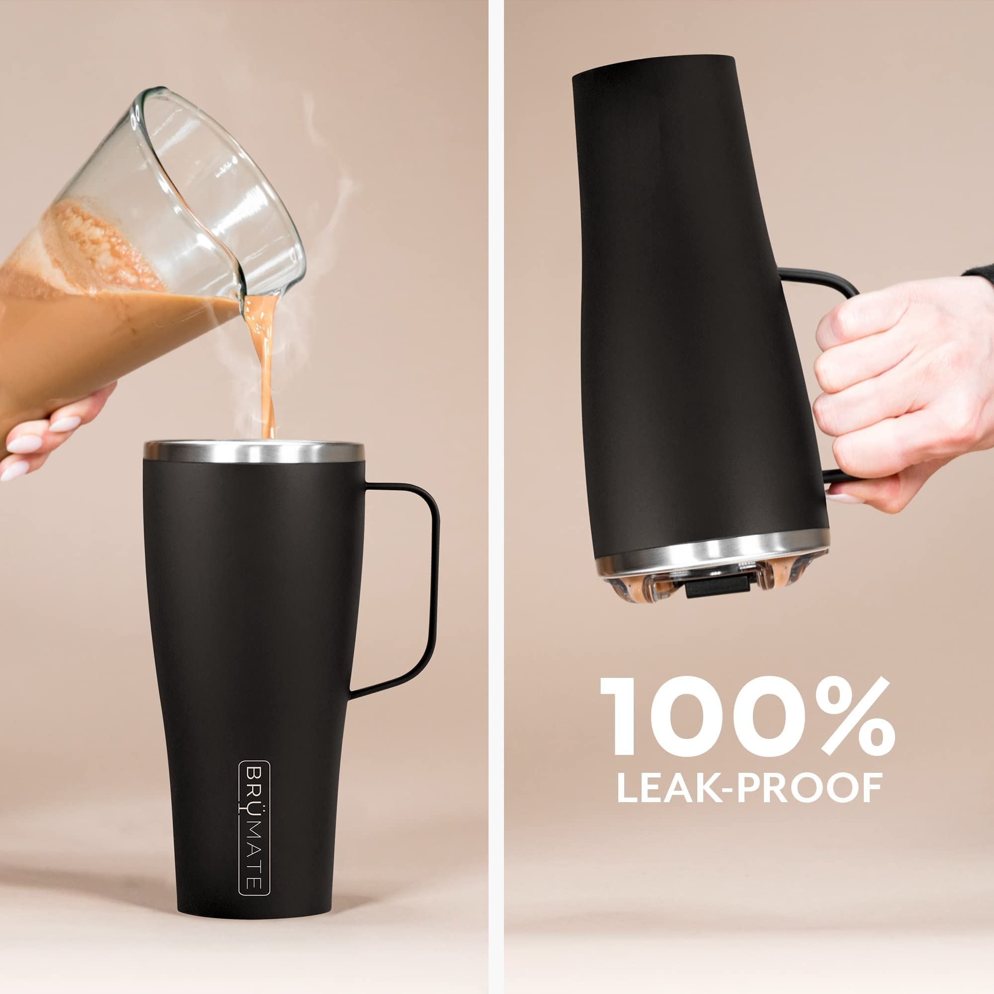 BrüMate Toddy XL - 32oz 100% Leak Proof Insulated Coffee Mug with Handle & Lid - Stainless Steel Coffee Travel Mug - Double Walled Coffee Cup (Glitter white)