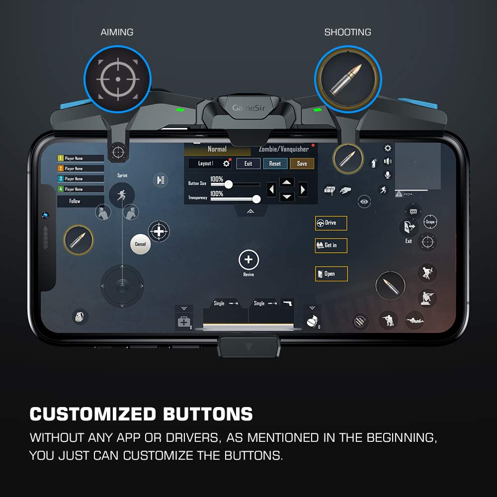 GameSir Mobile Game Controller F4 Falcon, Zero Latency Foldable Gaming Trigger, Plug and Play Mobile Trigger for Pubg, Knives Out, Rules of Survival, Call of Duty for Android and iOS Phone