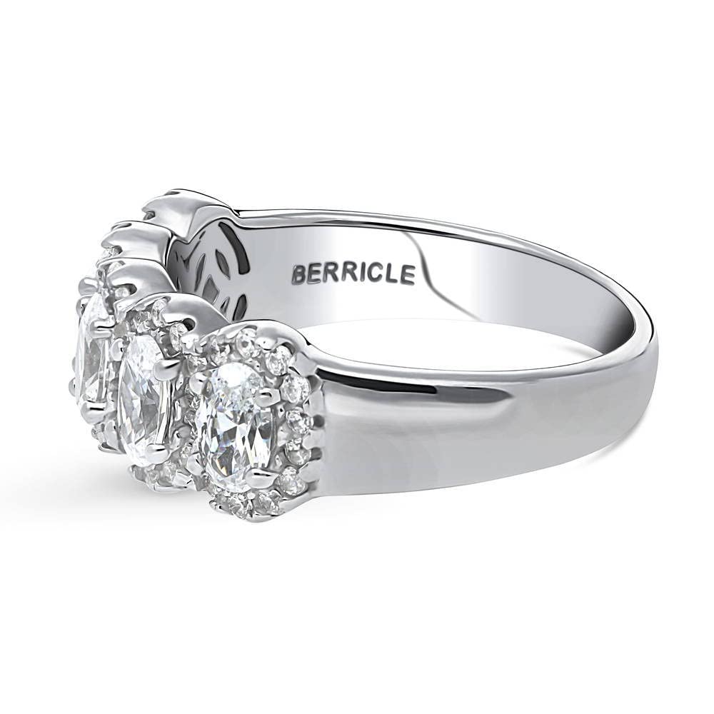 BERRICLE Sterling Silver 5-Stone Wedding Rings Cubic Zirconia CZ Cocktail Anniversary Band for Women, Rhodium Plated Size 6
