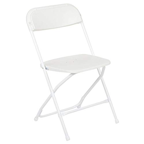 Flash Furniture Herculesâą Series Plastic Folding Chair - White - 2 Pack 650LB Weight Capacity Comfortable Event Chair-Lightweight Folding Chair