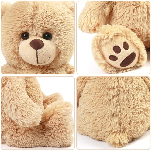 LotFancy Teddy Bear Stuffed Animal, 12 inch Brown Teddy Bear Plush Toy, Valentines Day Gifts for Girlfriend, Birthday for Kids