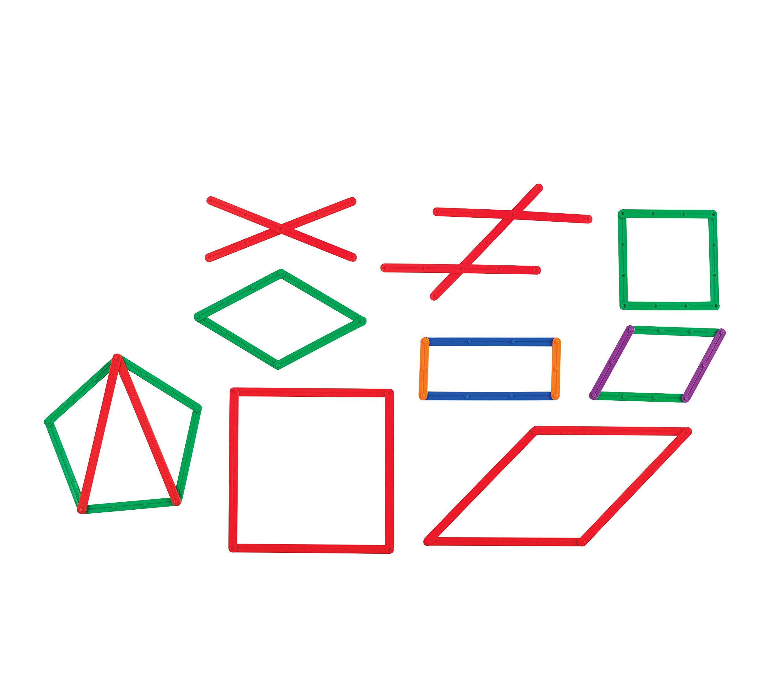 LEARNING ADVANTAGE GeoStix Basic Set - 80 Construction Sticks - 24 Activity Cards - 2 Protractors - Build 2D Shapes and Measure Angles - Teach Geometry with Construction