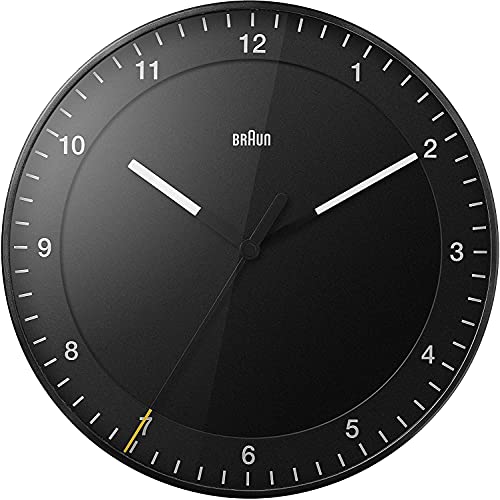 Braun Classic Mixed Analogue Wall Clock Home Gift Bundle with Silent Sweep Movement, Easy to Read, 30cm Diameter in Black + White, Model BC17B, BC17W (2 Pack)