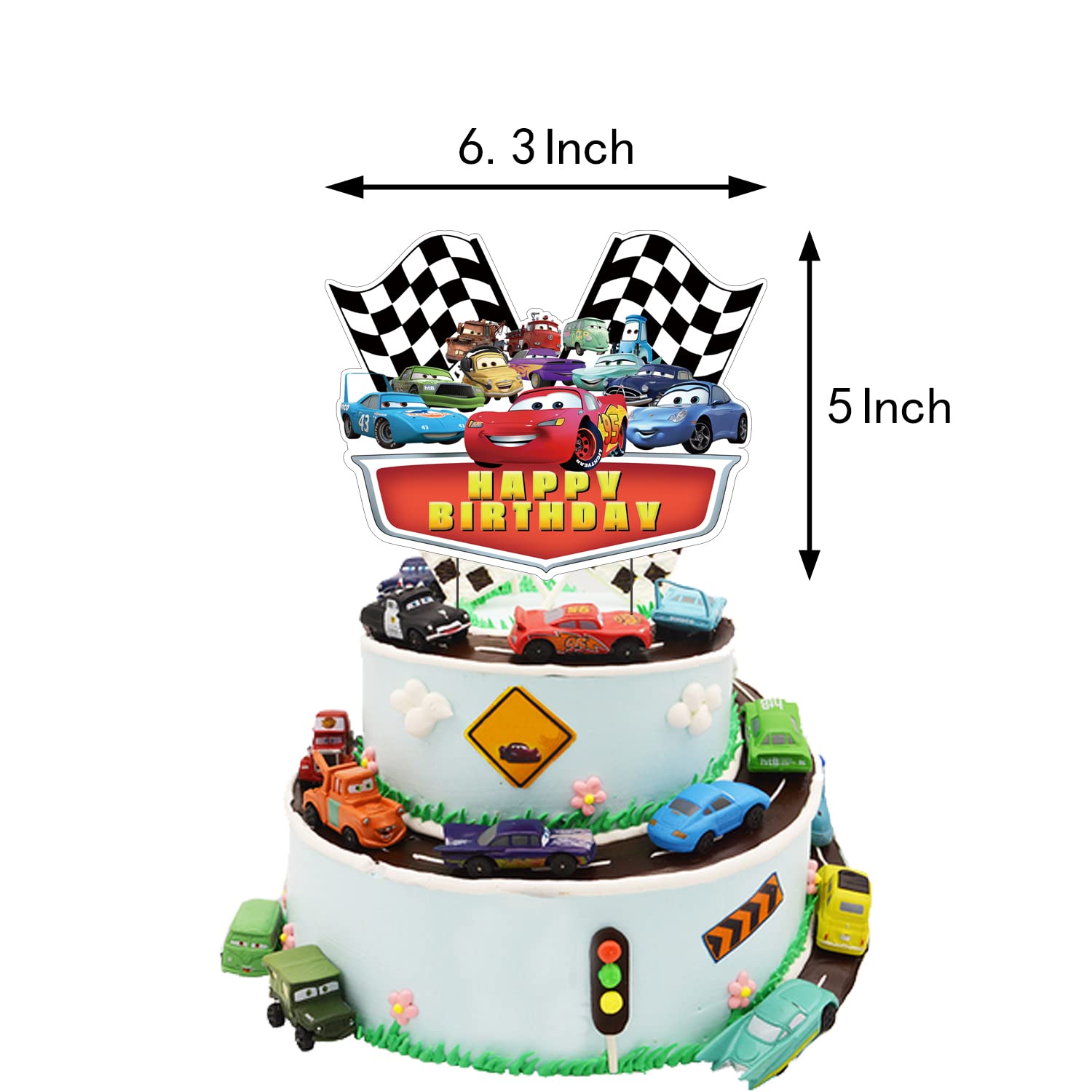 Cars Lightning McQueen Cake Topper and Cup Cake Topper for Kids Birthday Race Car Themed Cake Decorations
