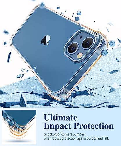 GVIEWIN Designed for iPhone 13 Case 6.1 Inch, with Tempered Glass Screen Protector + Camera Lens Protector Clear Soft & Flexible Shockproof Transparent Protective Bumpers Phone Cover(Clear)