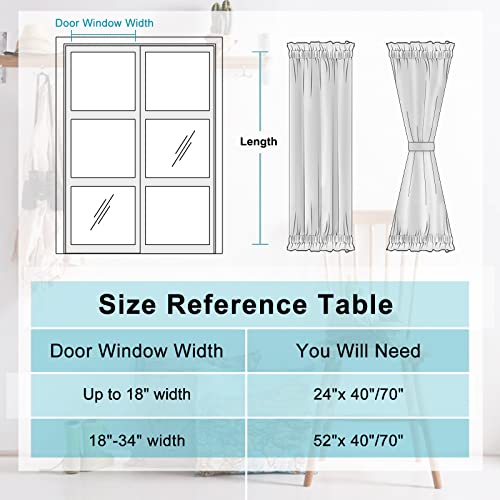 Hiasan French Door Curtains for Small Window, Rod Pocket Short Front Sidelight Curtain, 1 Panel (Black, W 24 inch x L 40 inch)