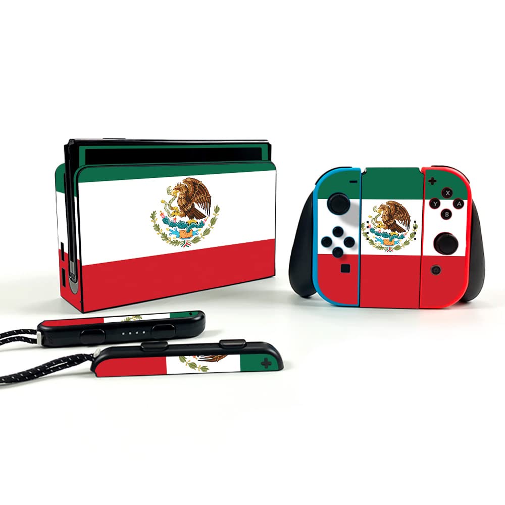 MightySkins Skin Compatible with Nintendo Switch OLED - Mexican Flag | Protective, Durable, and Unique Vinyl Decal wrap Cover | Easy to Apply, Remove, and Change Styles | Made in The USA