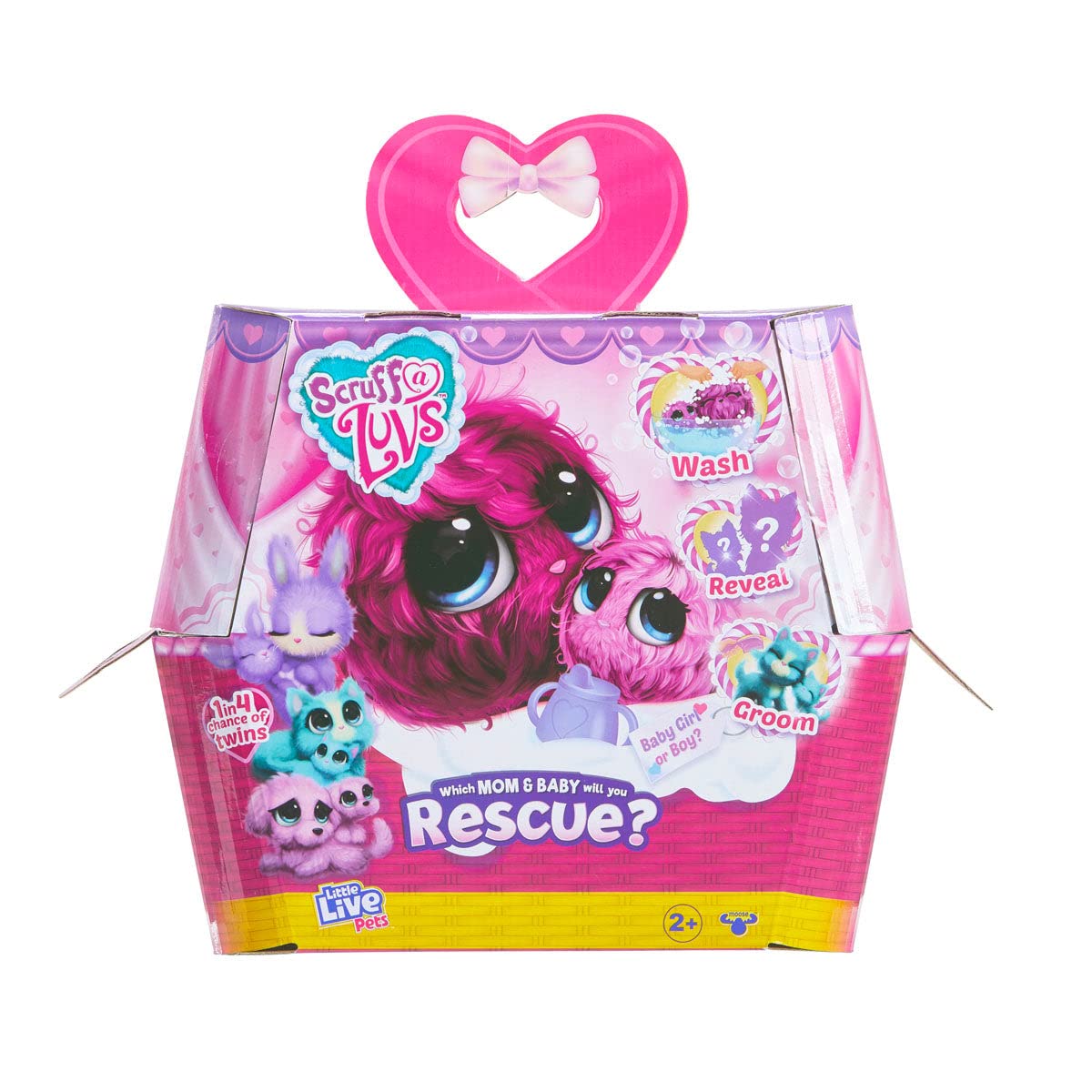 Little Live Scruff-A-Luvs Pets | Scruff-a-Luvs Mystery Animal Mom & Baby | Reveal, Wash, Groom, Rescue Plush Pet - Styles May Vary, Multicolor, 30111