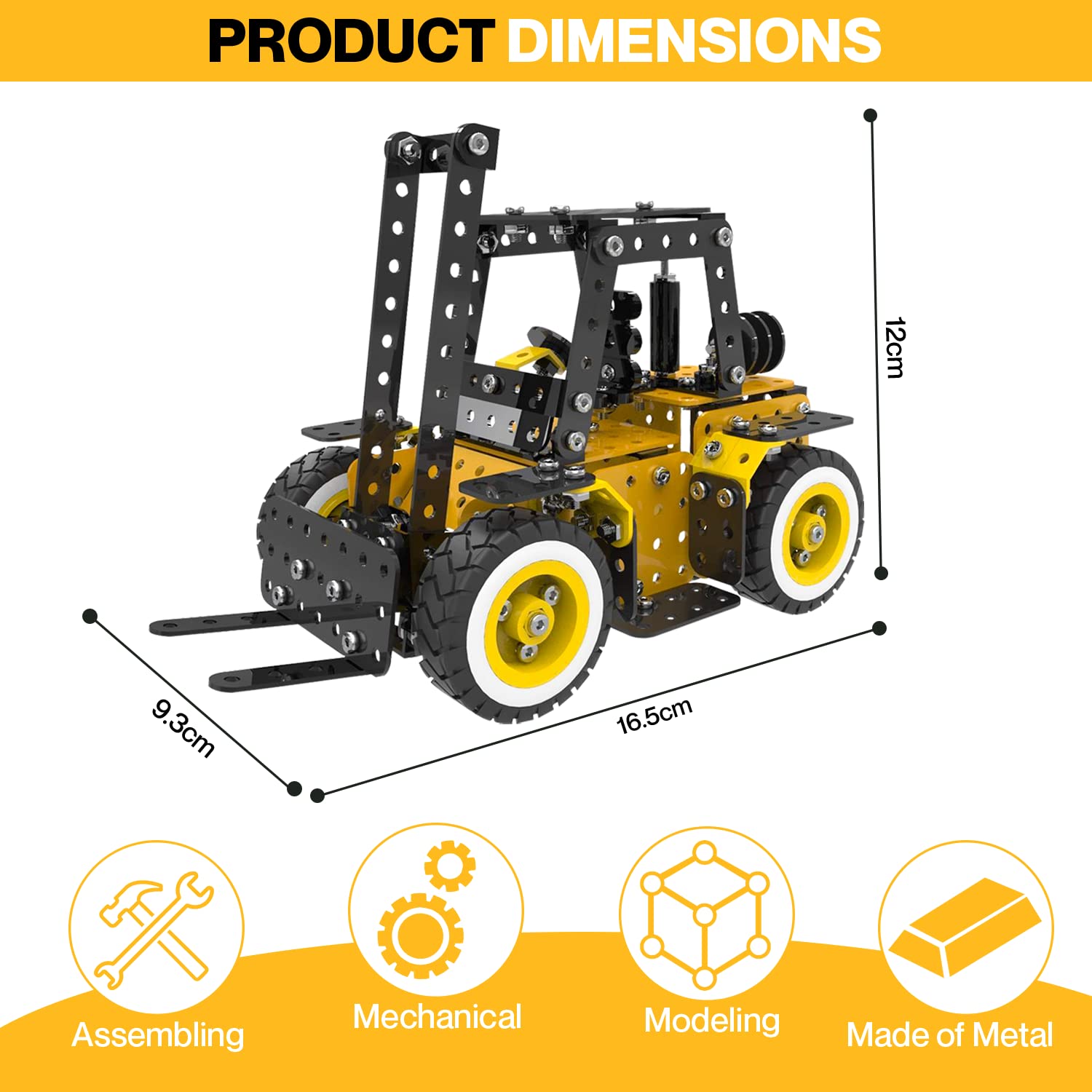 Building Set Toy Metal Forklift STEM Erector Set for Ages 8+ 371 PCS DIY Science Educational Set