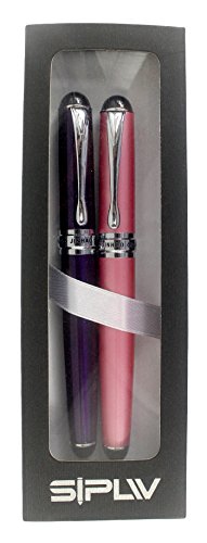 Sipliv 2PCS Jinhao X750 Fountain Pen in 2 Colors with Ink Refill Converter, Purple & Pink