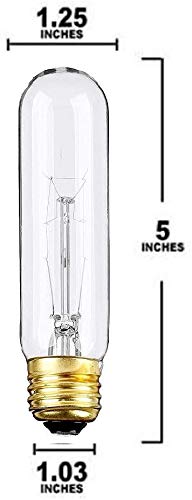 BULBMASTER 25 Watts T10 Tubular Clear Incandescent Light Bulb, Antique Vintage Style Showcase Bulb 6 Pack