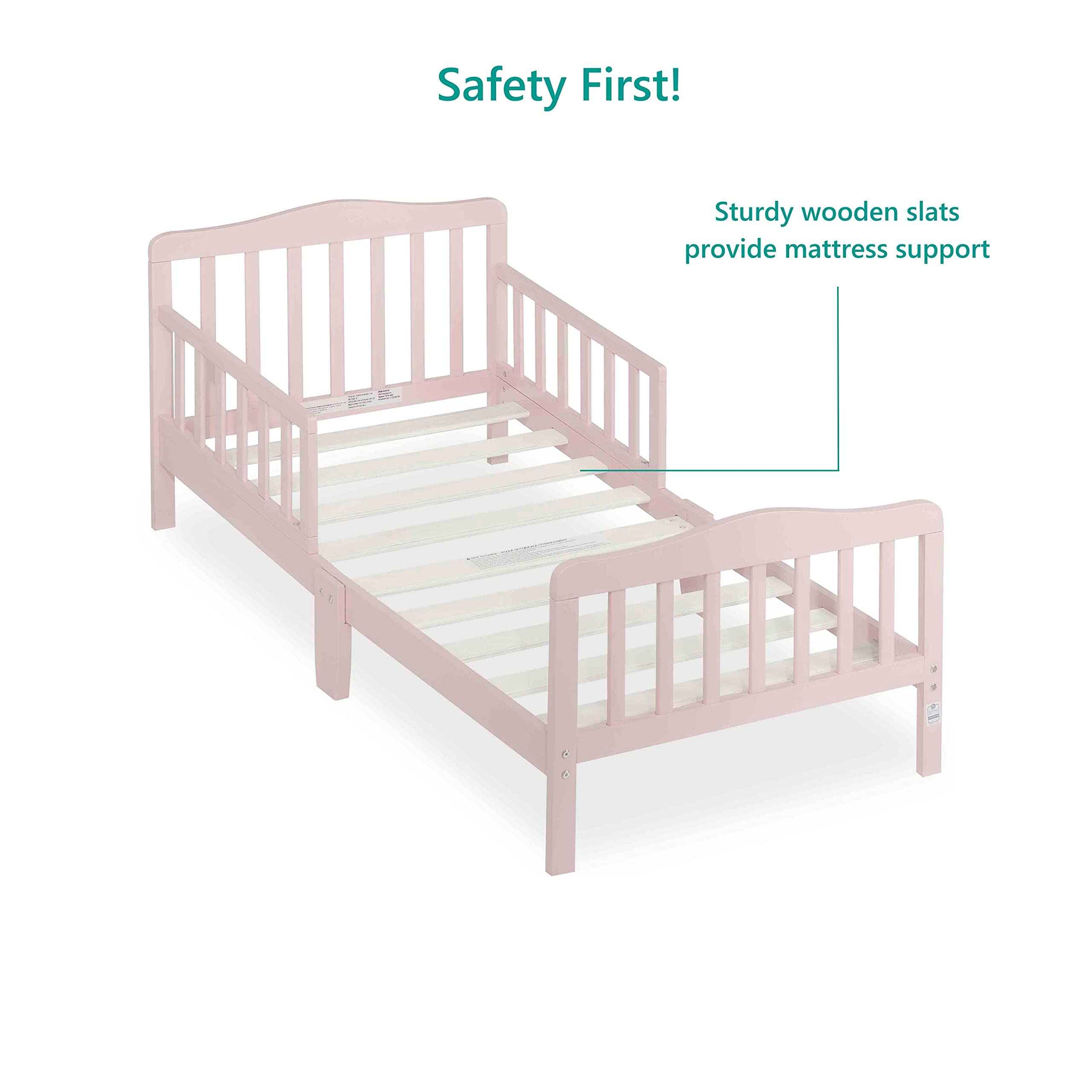 Dream On Me Classic Design Toddler Bed in Pink, Greenguard Gold Certified