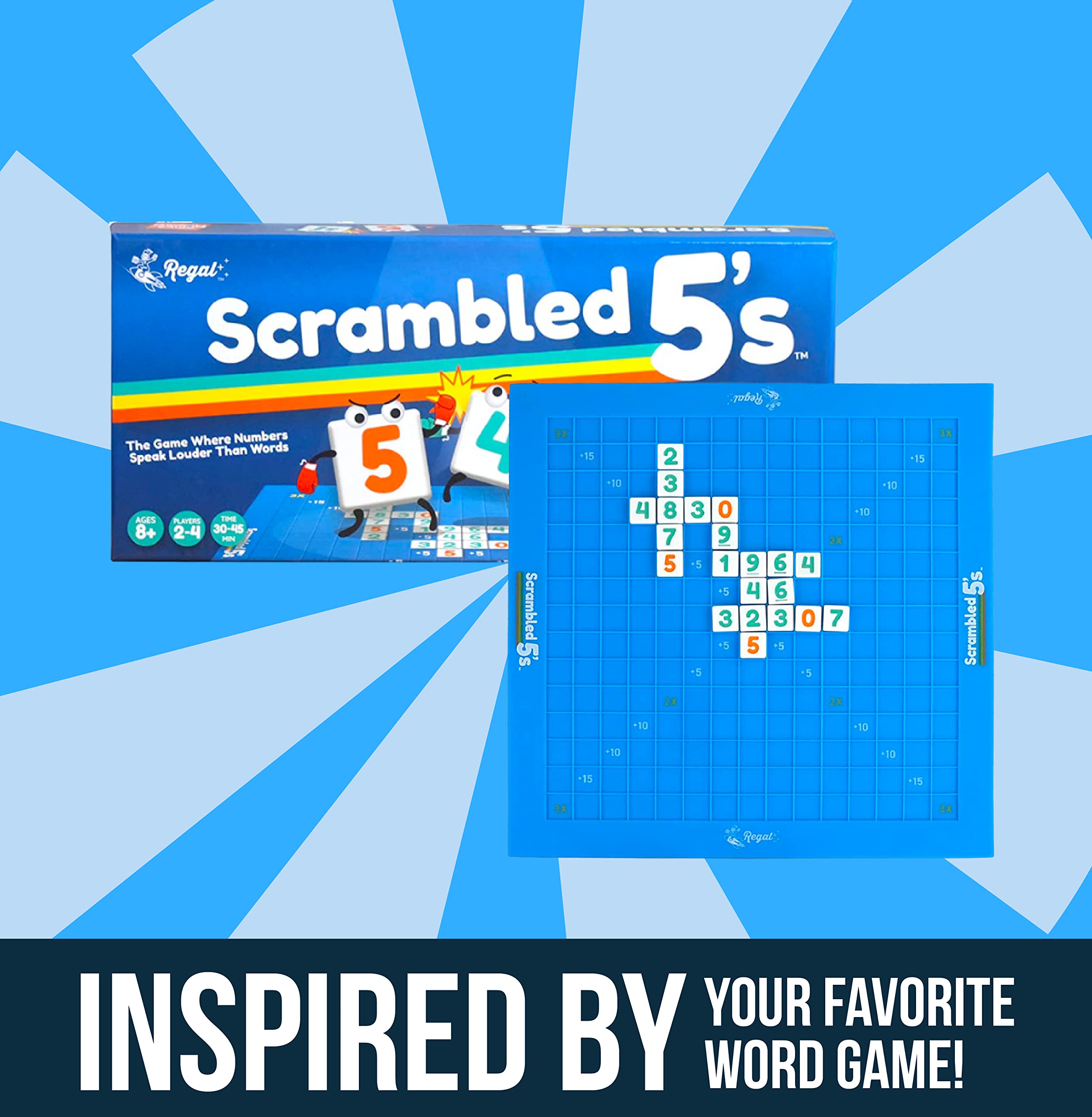 Regal Games - Scrambled 5’s - Fun Family-Friendly Math Game - Includes Silicone Game Mat - Ideal for 2-4 Players Ages 8+