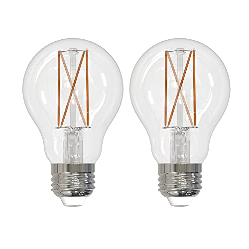 Bulbrite Pack of (2) 8.5 Watt Dimmable Clear Filament A19 Medium (E26) LED Bulb - 850 Lumens, 3000K, and 90 CRI