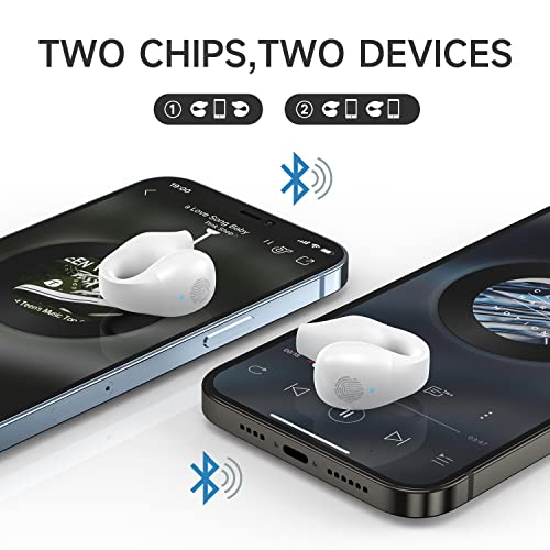 Fvkzv Open Ear Headphones,Wireless Bluetooth Earbuds,Sport Earbuds,Bluetooth 5.2 Clip-on Earphones,32 Hours Playtime with Case, Workout Headphones (Pure White, LED Display)