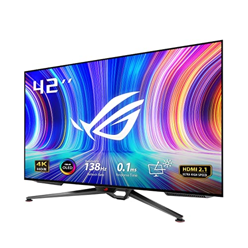 ASUS ROG Swift 41.5” 4K OLED Gaming Monitor (PG42UQ) - UHD (3840 x 2160), 138Hz, 0.1ms, HDMI2.1, True 10 bit, DCI-P3 98%, G-SYNC Compatible, DisplayPort, USB, Console Ready, Remote Control, Anti-Glare