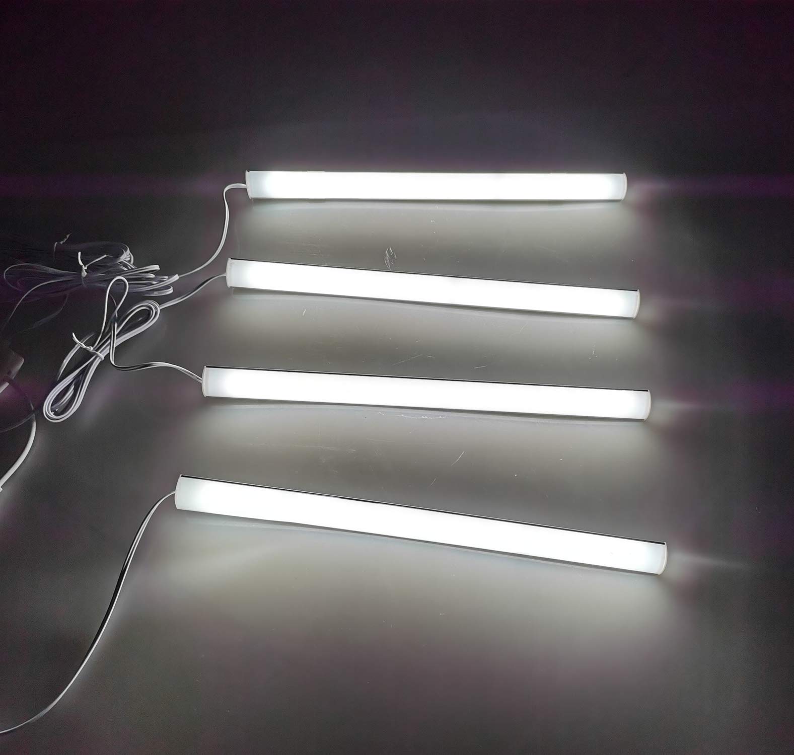 Cabinet Lighting, 4pcs 12" V-Shape Bright LED Light Bars for Under Cabinet, Gun Safe, Locker, Closet, Under Counter, Shelf, Showcase - 1200lm 12W - Pure White (6000K)