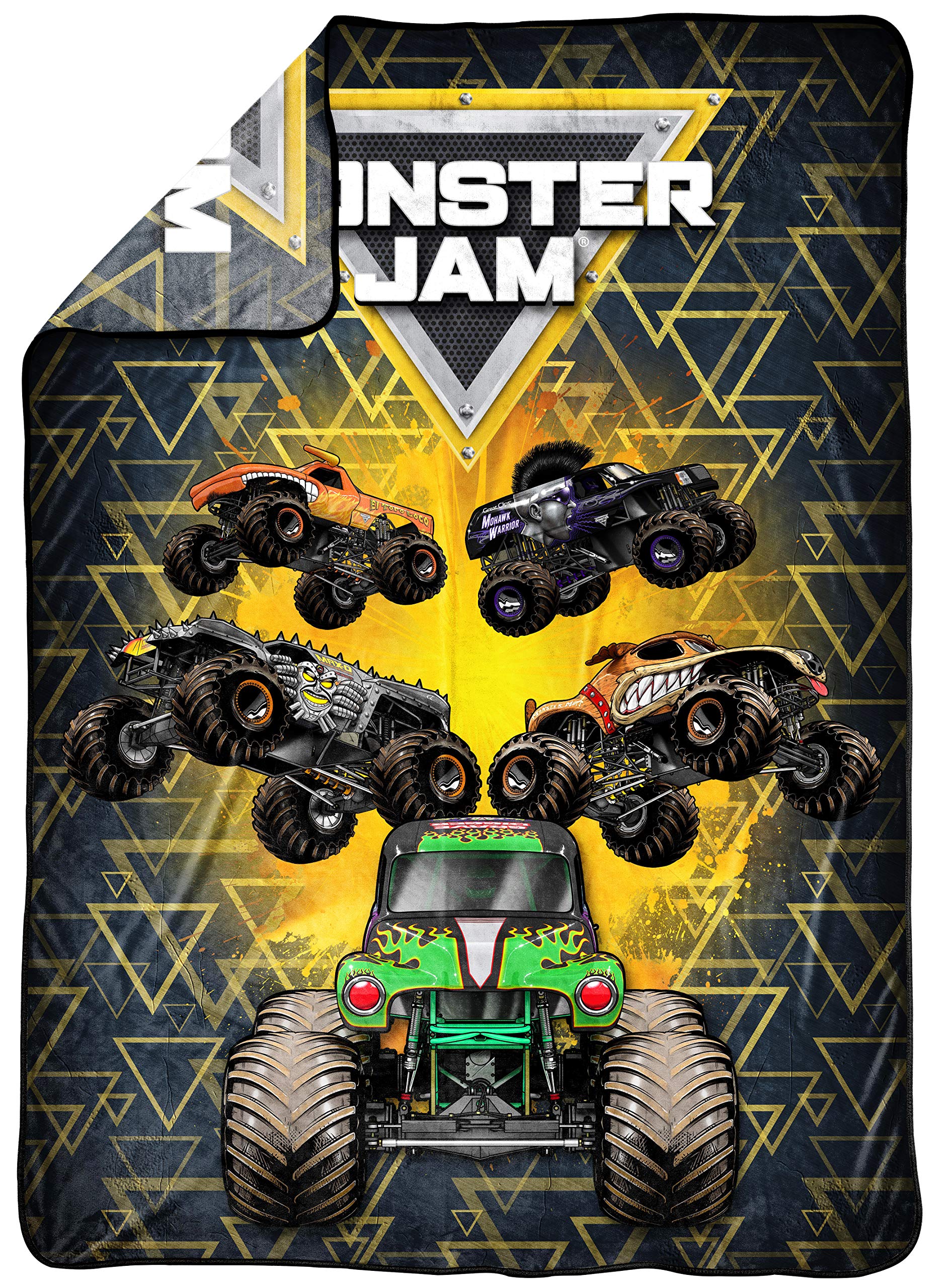 Jay Franco Monster Jam MJ Life Blanket - Measures 62 x 90 inches, Kids Bedding Features Grave Digger - Fade Resistant Super Soft Fleece
