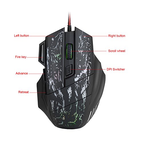 Gaming Mouse, Gojiny 7 Buttons USB Wired Optical Game Gaming Mouse Light Computer Mouses for PC Games