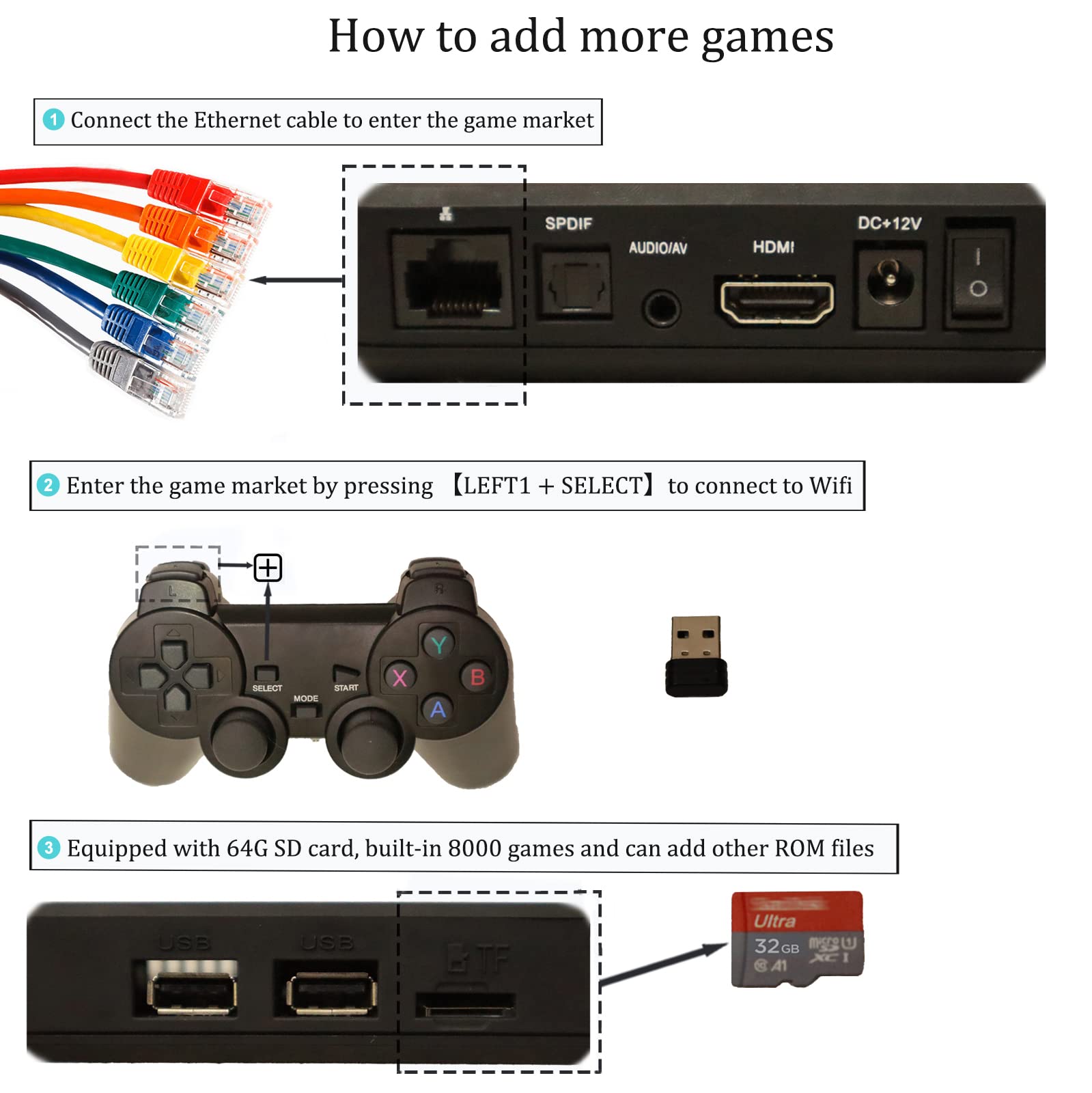 RegiisJoy 8000 in 1 Mini Game Box Pandora Box 18S , Arcade Game Console Support Wi-Fi/LAN Add 50000+ Games, Classic Retro Video Console 2 Wireless Controllers fits 4K TV