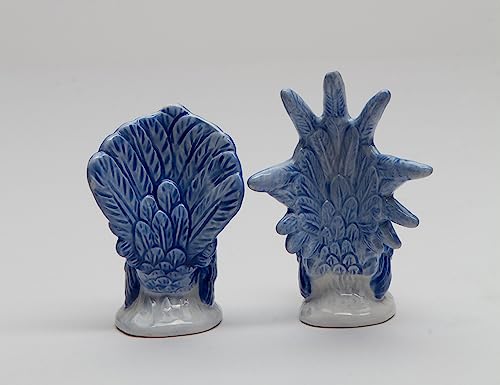 Fine Ceramic Dutch Blue Country Farmhouse Rooster & Hen Salt & Pepper Shakers Set, 3-1/2" H