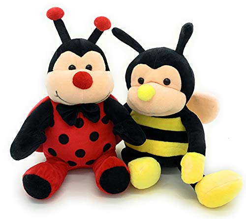 Garden Buzz Cuties Ladybug Stuffed Animal Plush Ladybird Beetle Soft Insect Cuddly Lady Bug Toy with Red Wings and Black Bow, Bee Friend,Great Present for Toddlers & Kids