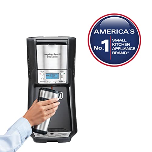 Hamilton Beach One Press Programmable Dispensing Drip Coffee Maker with 12 Cup Internal Brew Pot, Removable Water Reservoir, Black & Stainless Steel (48465)