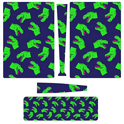 Cartoon Dinosaurs Full Protective Skin Cover Design Wrap Decal Sticker Compatible with PS5 Digital Edition Console and Controller