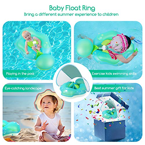 Relaxing Baby - Swimming Ring with Adjustable Seat Pocket,Removable Floating Ball,New Upgrade Baby Swim Ring with Canopy for Ages 6-36 Months