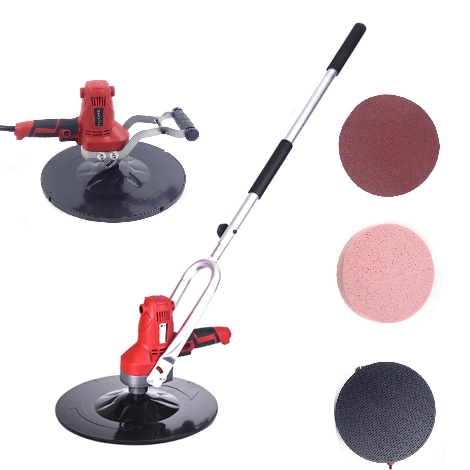 Electric Concrete Trowel Machine Wall Smoothing Polishing Machine with Extension Rod 110V Multi-function Sander Grinder Wall Plasterer Copper Motor 850W