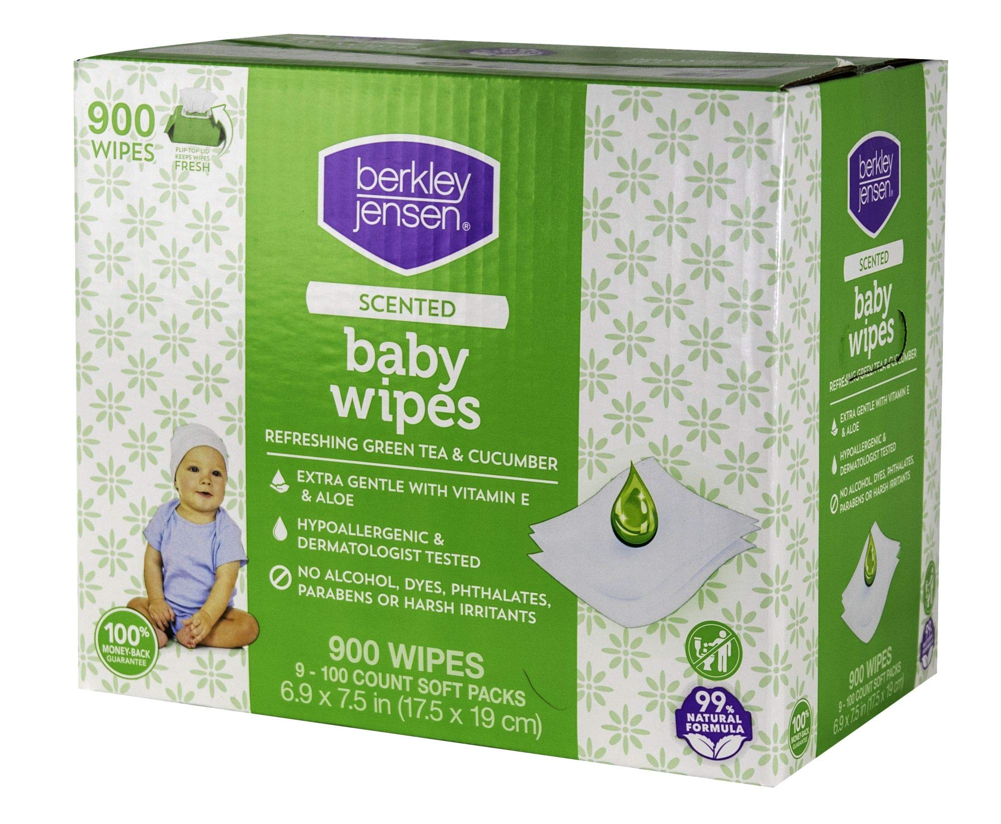 Berkley Jensen Green Tea & Cucumber Scented Baby Wipes, 9 pk./100 ct.