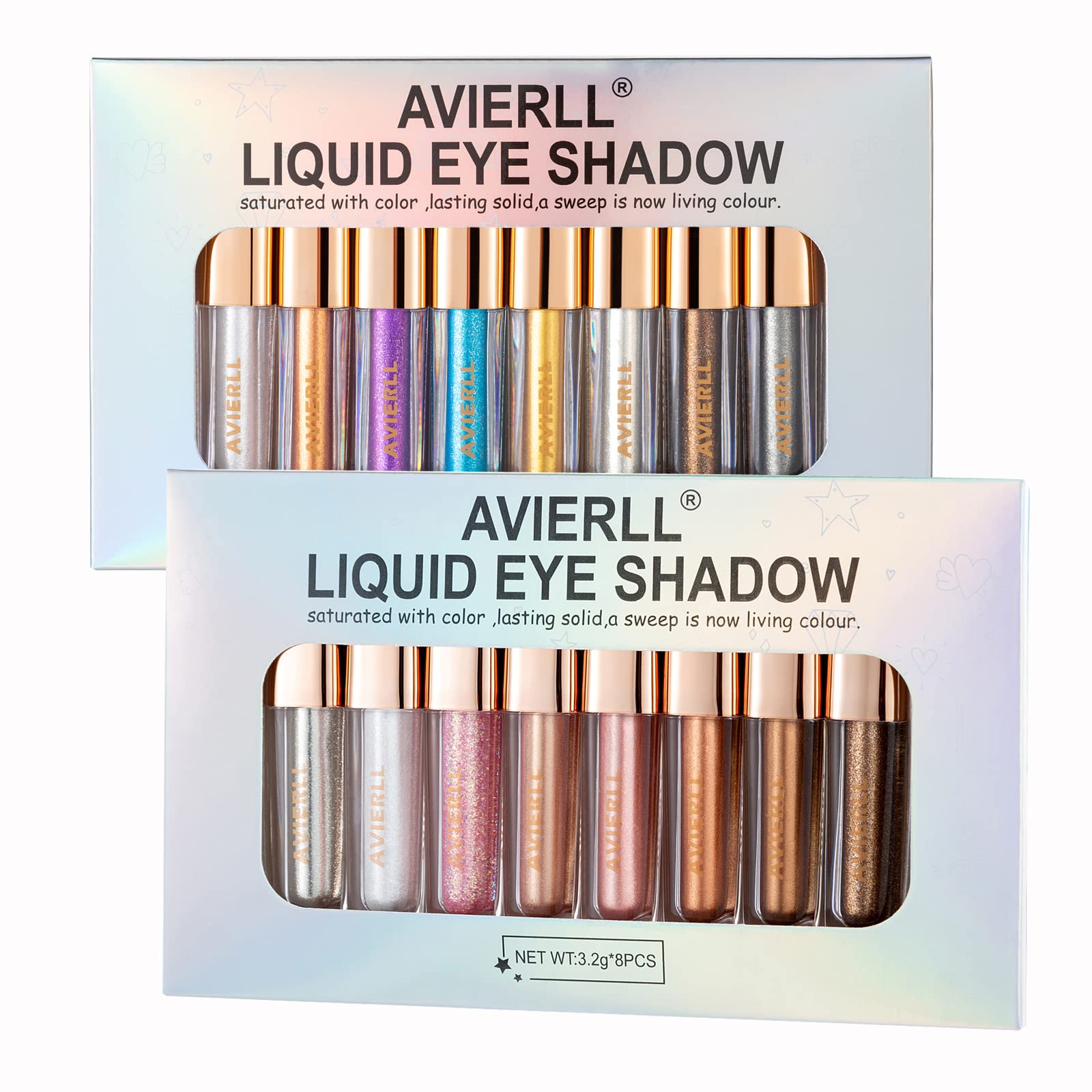 AVIERLL Liquid Eyeshadow Set 16Pens gold eyeshadow brown glitter eyeshadow eye glitter makeup eye shadow stick makeup Kit Quick-Drying Long Lasting