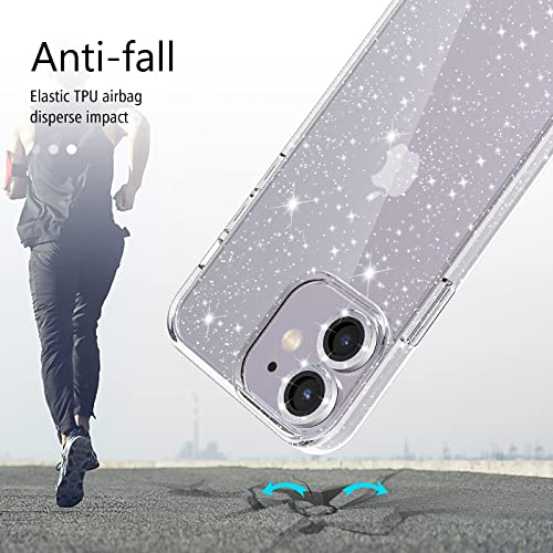 Jasmeas Design for iPhone 11 Case Glitter, with [2 Pack] Screen Protector & [2 Pack] Camera Lens Protector Sparkle PC Hard Soft TPU Silicone Bumper Women Phone Cases for Women Girls (Clear)