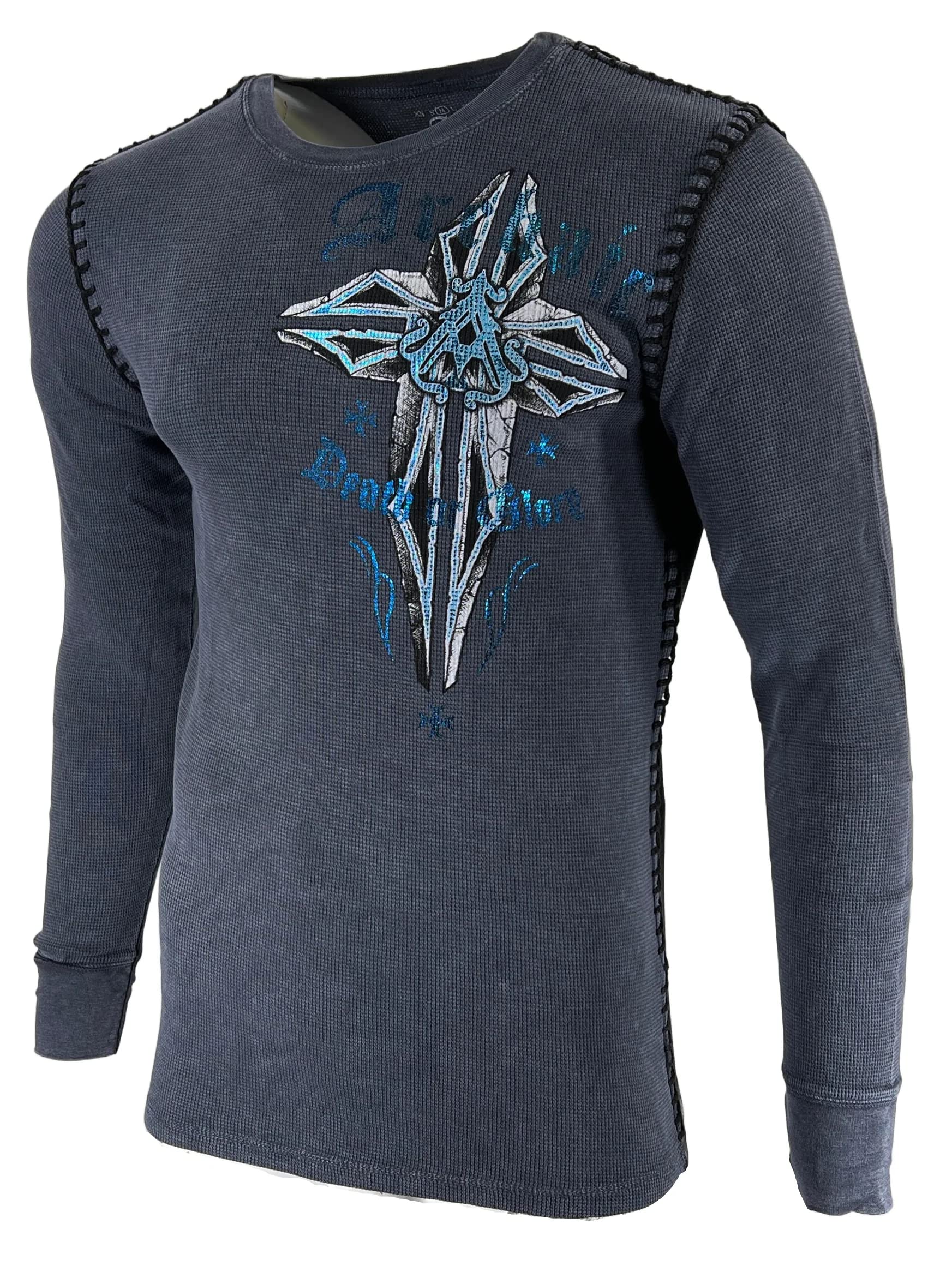 Archaic by Affliction Men's Thermal Shirt Feral Gray L