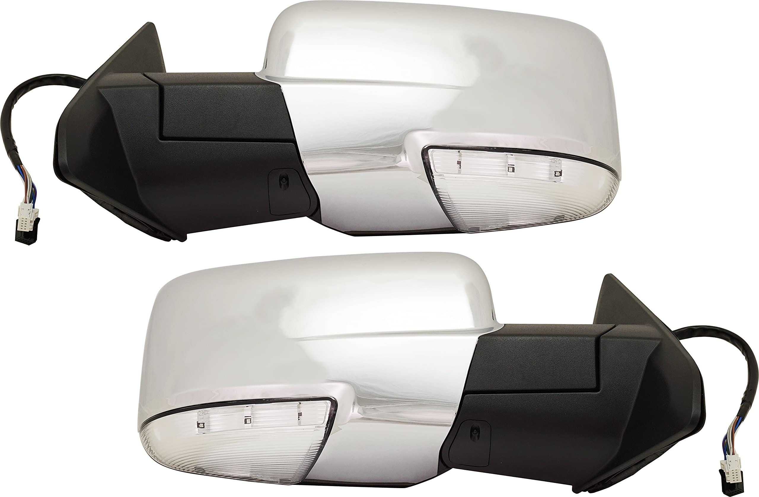 Kool Vue Driver & Passenger Side Power Heated Mirrors for Ram 1500 2500 2014-2018 Power Fold With Signal Light & Puddle Lamp Chrome