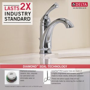 Delta Faucet Haywood Single Hole Bathroom Faucet Brushed Nickel, Single Handle Bathroom Faucet, Diamond Seal Technology, Drain Assembly, Stainless 15999-SS-DST
