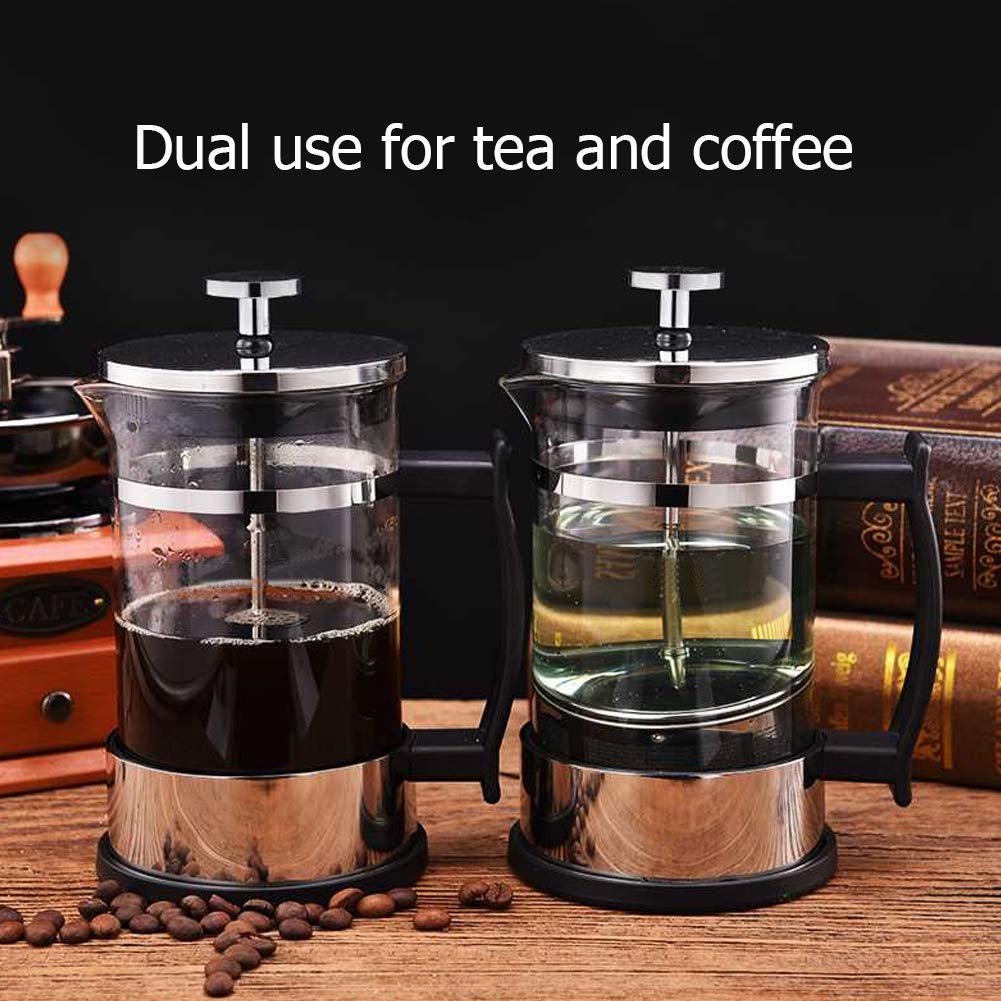 French Press Stainless Steel Espresso Maker, Plunger Coffee Maker, Espresso and Tea Maker with Filter, French Press Coffee Machine 11 x 7.2 x16.3cm