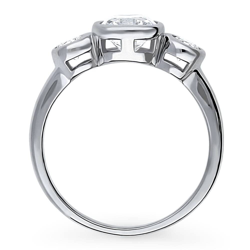 BERRICLE Sterling Silver 3-Stone Wedding Engagement Rings Step Emerald Cut Cubic Zirconia CZ Anniversary Promise Ring for Women, Rhodium Plated Size 8