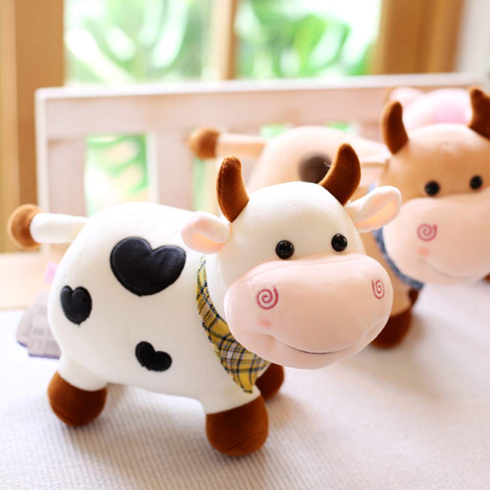 Liumart Cow Stuffed Animals, Cute Cow Plush (White)