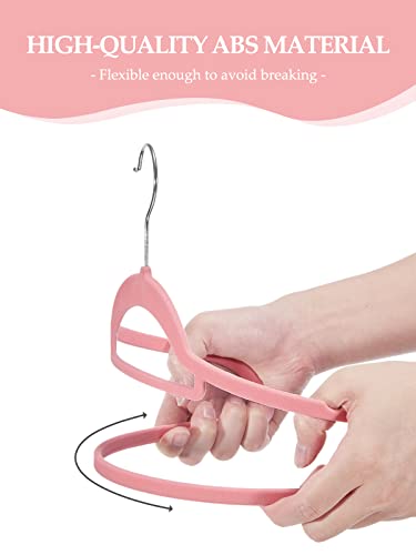 HOUSE DAY Velvet Hangers with Tie Bar 20 Pack Pink, Clothes Hangers Non-Slip, Space Saving Felt Hangers for Pants, Coat, Suits, Shirt, Scarf, No Hanger Marks