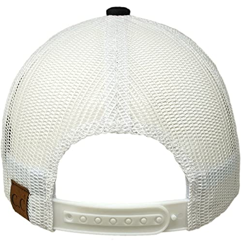 CC Everyday Distressed Trucker Mesh Summer Vented Baseball Sun Cap Hat (Horns of Arrow Head Black/White)