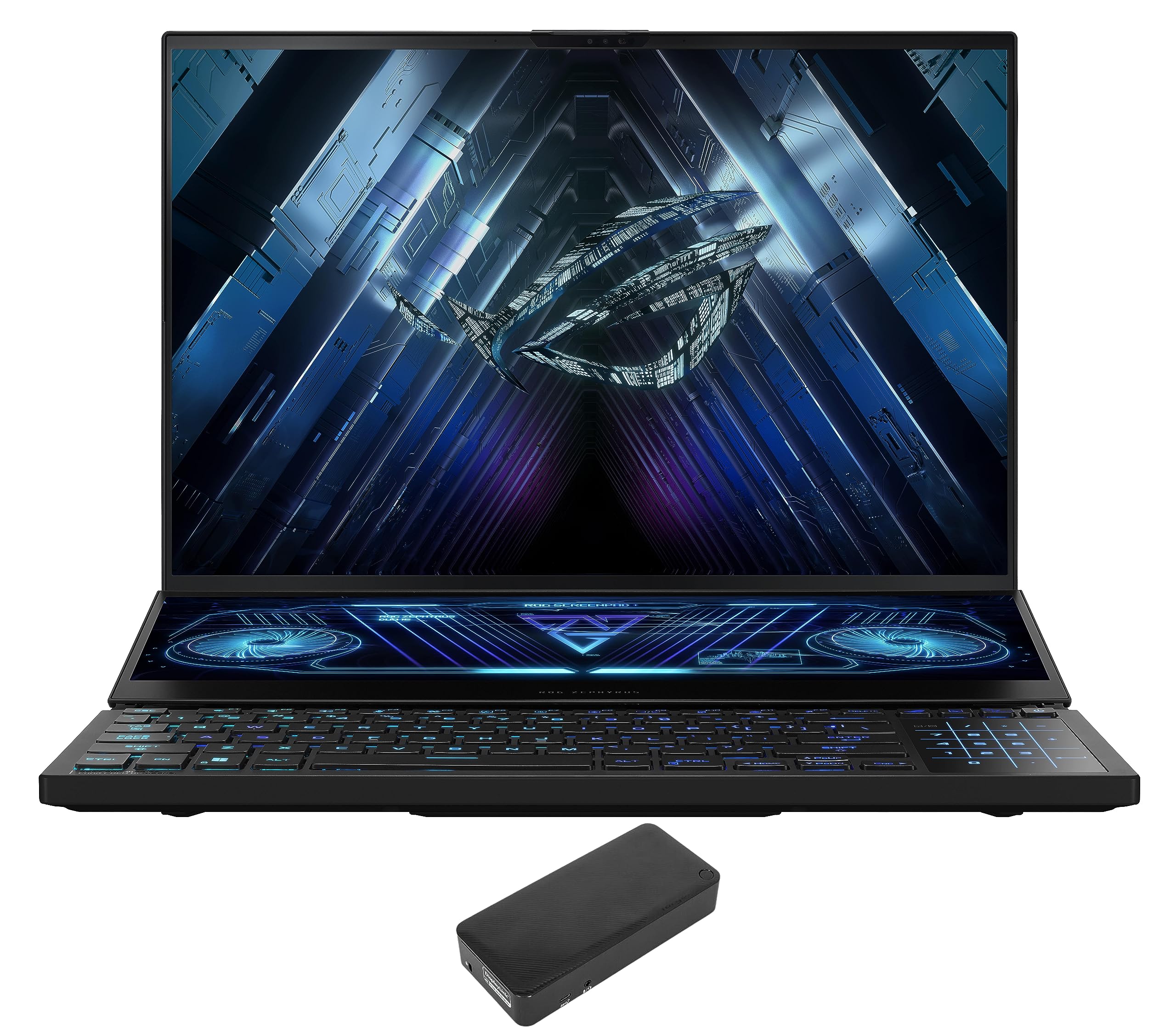 ASUS ROG Zephyrus Duo 16 GX650 GX Gaming & Entertainment Laptop (AMD Ryzen 9 7945HX 16-Core, 32GB DDR5 4800MHz RAM, 2x2TB PCIe SSD RAID 1 (2TB), GeForce RTX 4080, 16.0" Win 10 Pro) with USB-C Dock