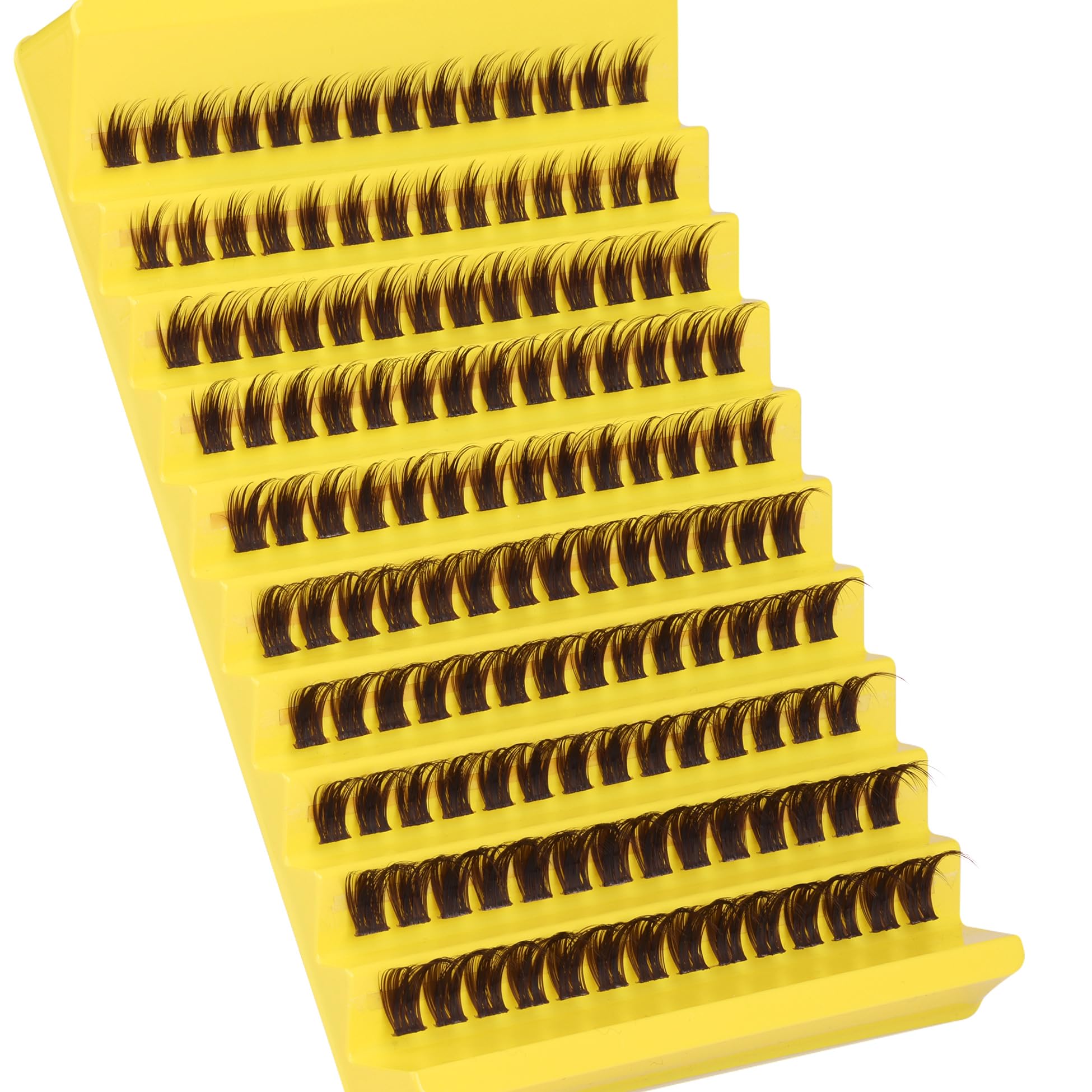 Brown Lash Clusters Individual Mixed Lengths Natural & Wispy Lash Extension DIY Brown Cluster Eyelashes 140Pcs (11C, 8-16MM)