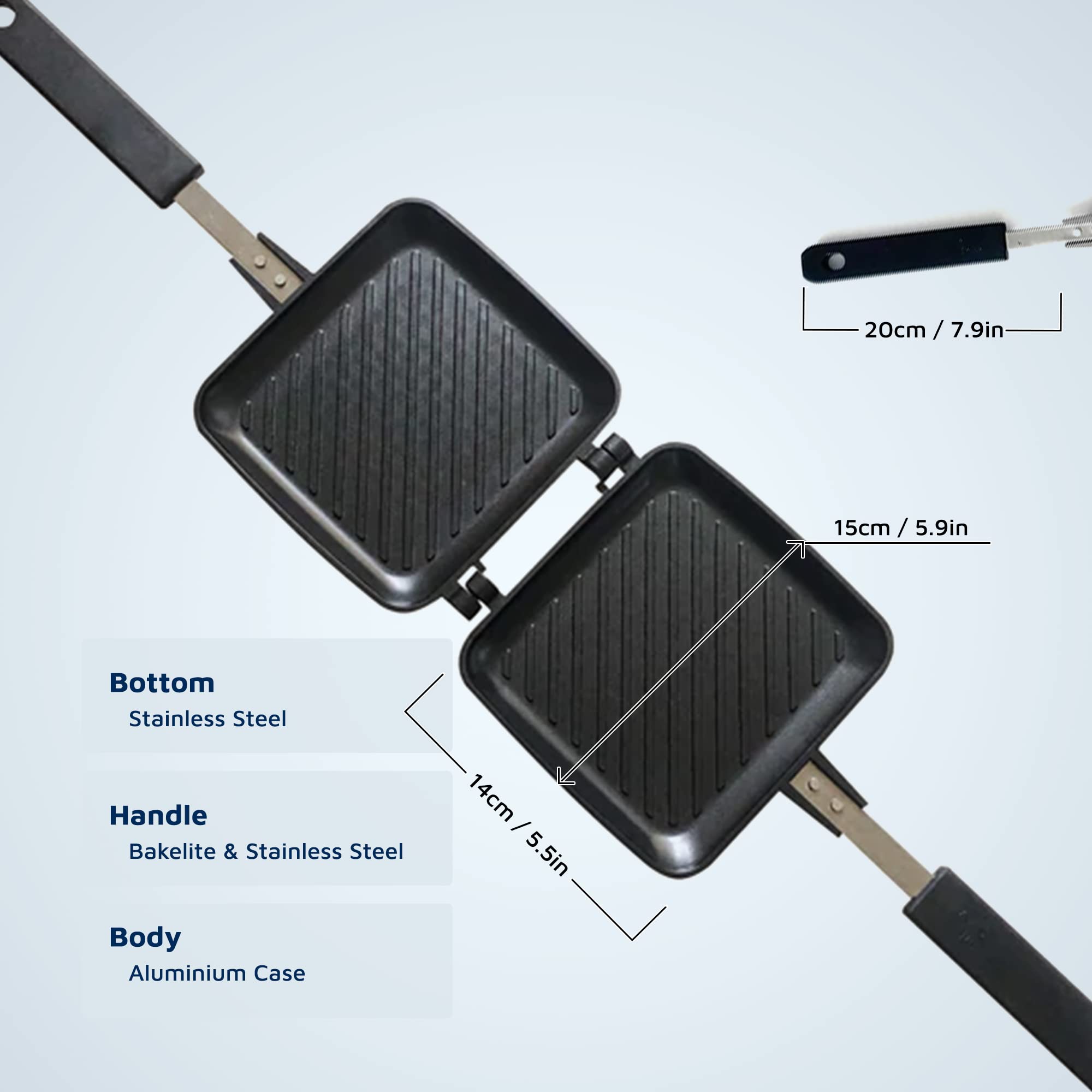 Jean-Patrique Stovetop Toastie Maker β Black Ceramic Toasted Sandwich Maker - Non-Stick Panini Press with Handles - Indoor & Outdoor Panini Grill Press Sandwich Maker β Breakfast Sandwich Maker